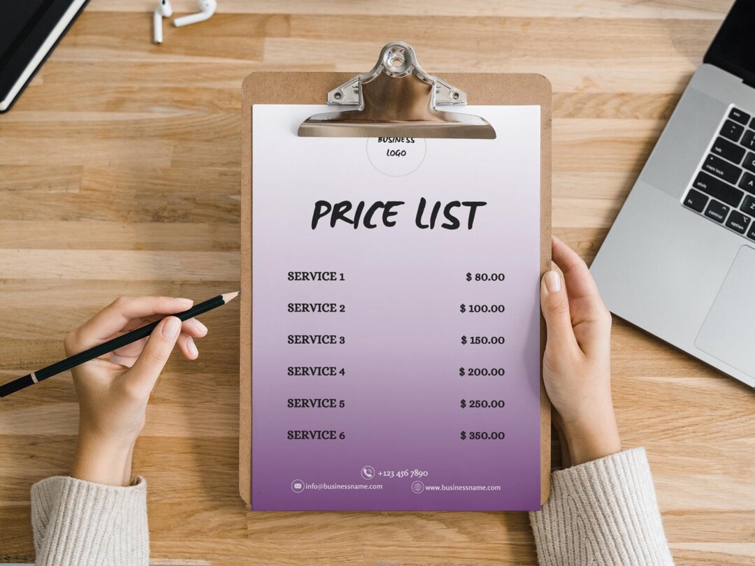 Price List Template | Professional Canva Design for Small Businesses - Etsy