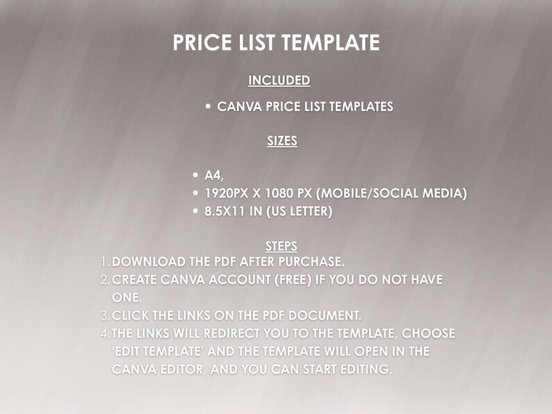 Canva Price List Template: Beauty & Retail Business (digital Download ...