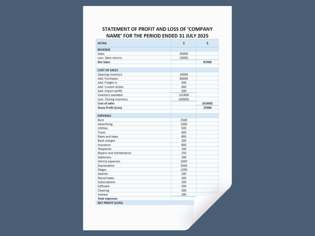 Retail Profit and Loss Statement Template: Google Docs & Microsoft Word ...
