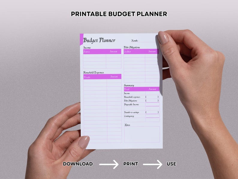 Monthly Budget Planner Printable: Household Budgeting Tool (PDF ...