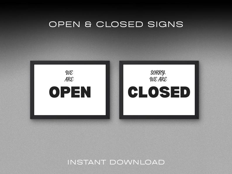 Printable Open and Closed Signs for Business (digital Download) - Etsy
