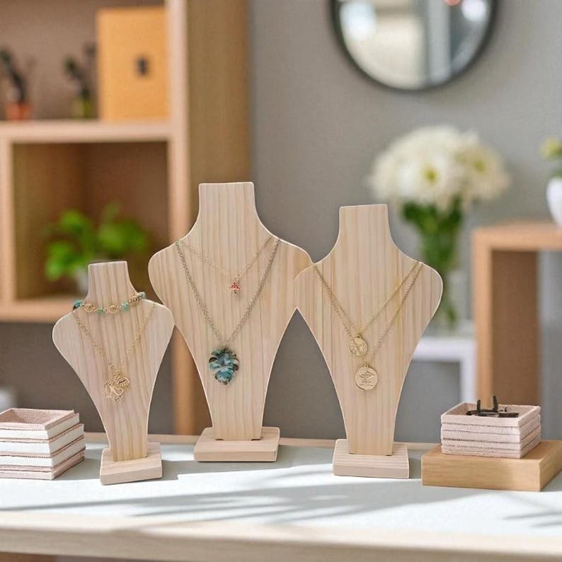 Solid Wood Necklace Display Stand – Vertical Jewelry Holder - Etsy