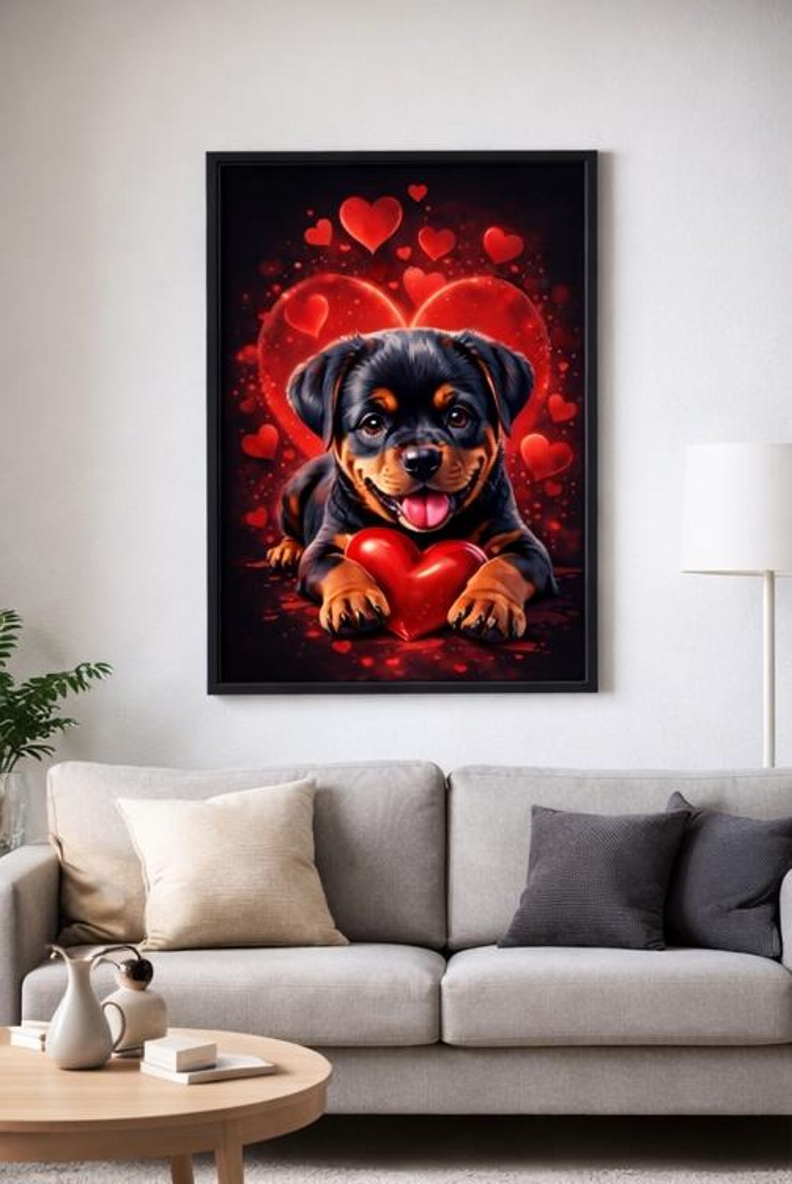 Rottweiler Valentine Art Print | Puppy Love, Dog Lover Gift (digital ...