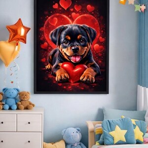 Rottweiler Valentine Art Print | Puppy Love, Dog Lover Gift (digital ...