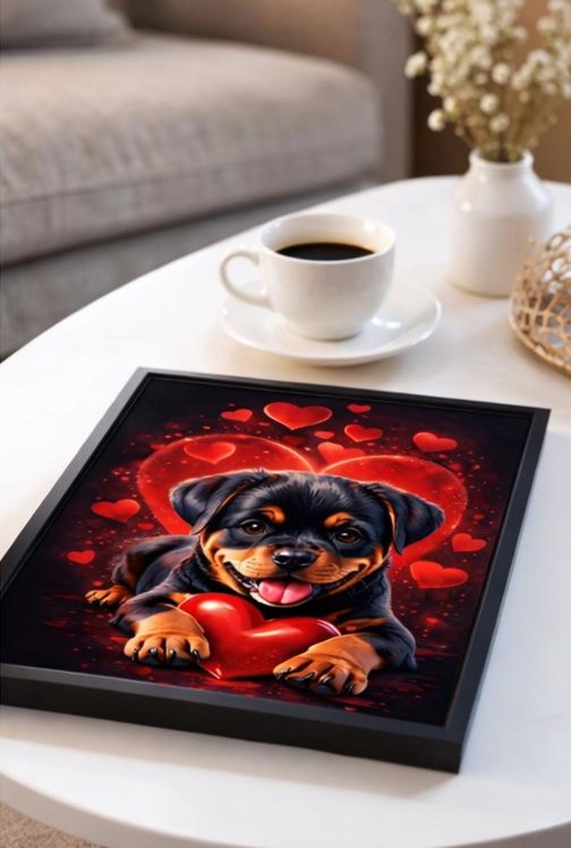 Rottweiler Valentine Art Print | Puppy Love, Dog Lover Gift (digital ...