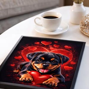 Rottweiler Valentine Art Print | Puppy Love, Dog Lover Gift (digital ...