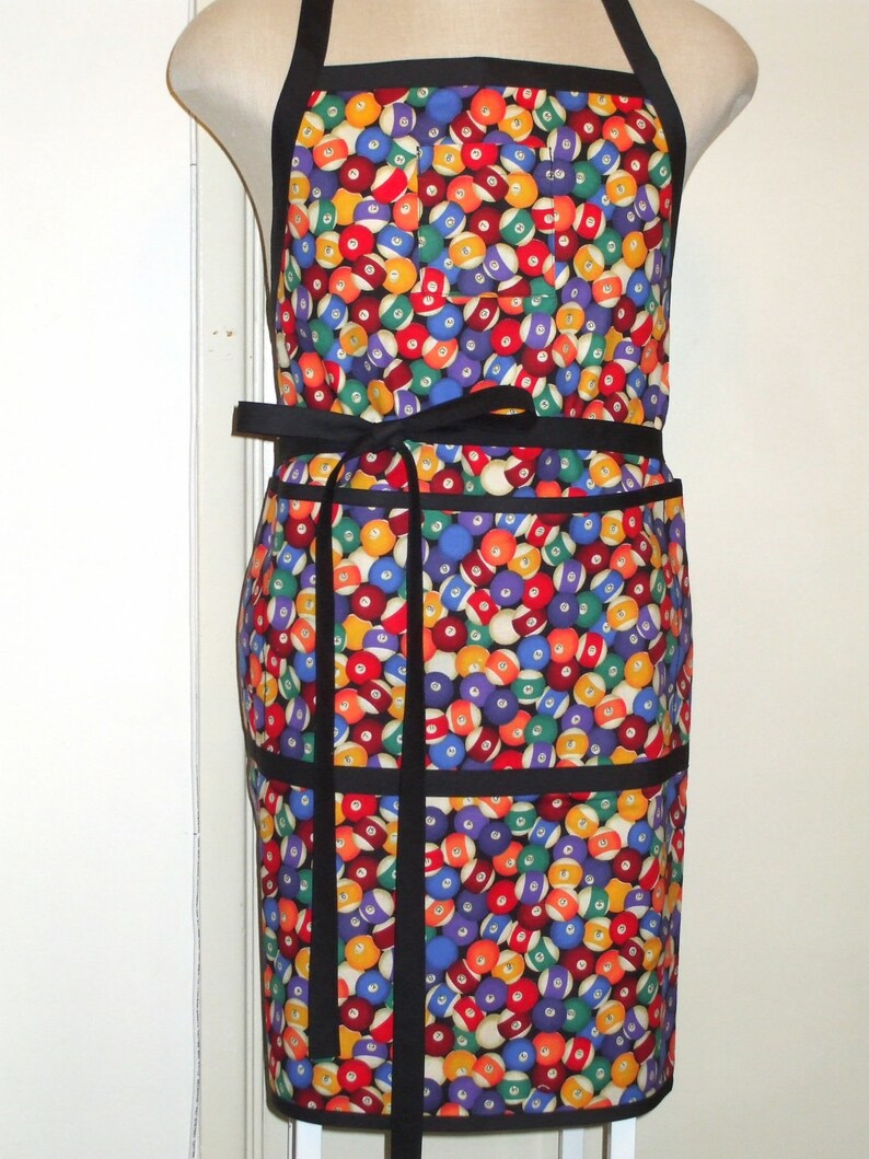 REVERSIBLE Apron UNISEX Pool Ball Billiards Flames Pockets Father's Day ...