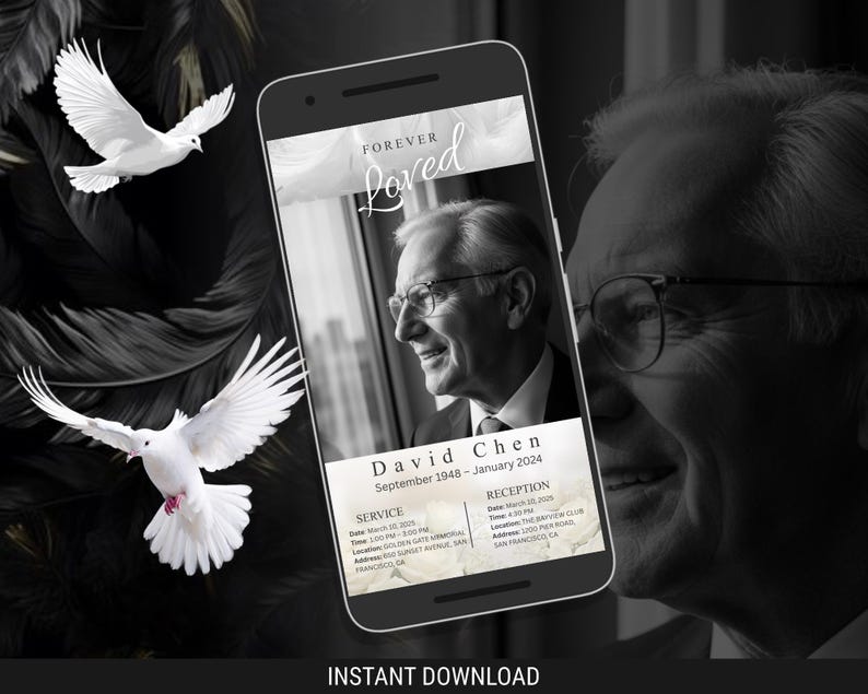Editable Memorial Invitation Template • Celebration of Life Obituary ...