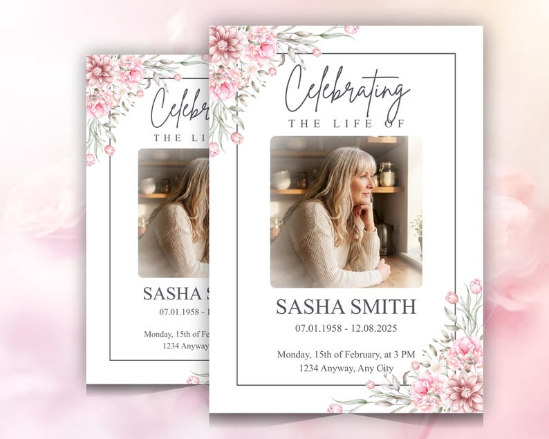 Celebration of Life Funeral Program Template | Memorial Service Program ...