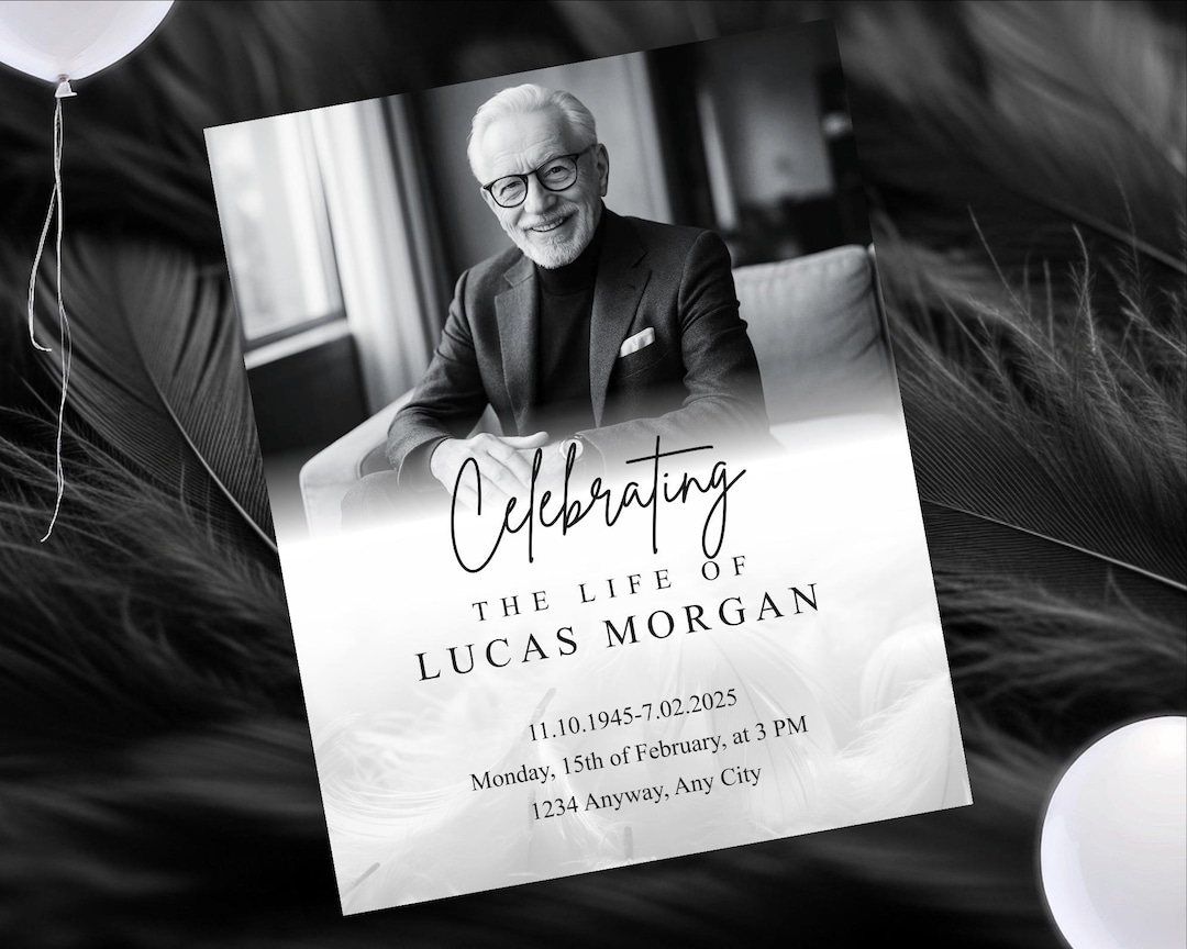 Celebration of Life Template, Memorial Service Invitation, Funeral ...
