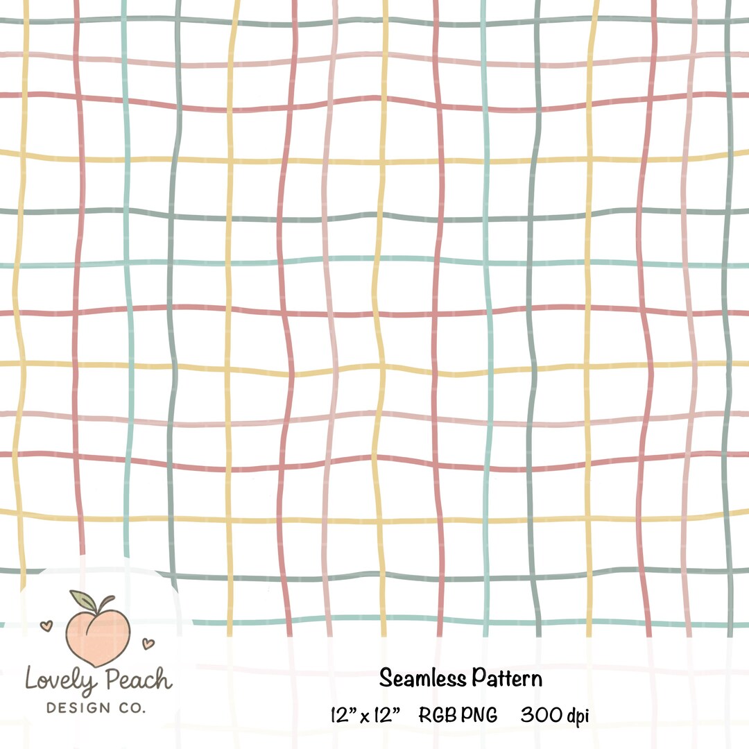 Wavy Rainbow Grid Seamless Pattern: Retro Checkered Digital Paper (PNG ...