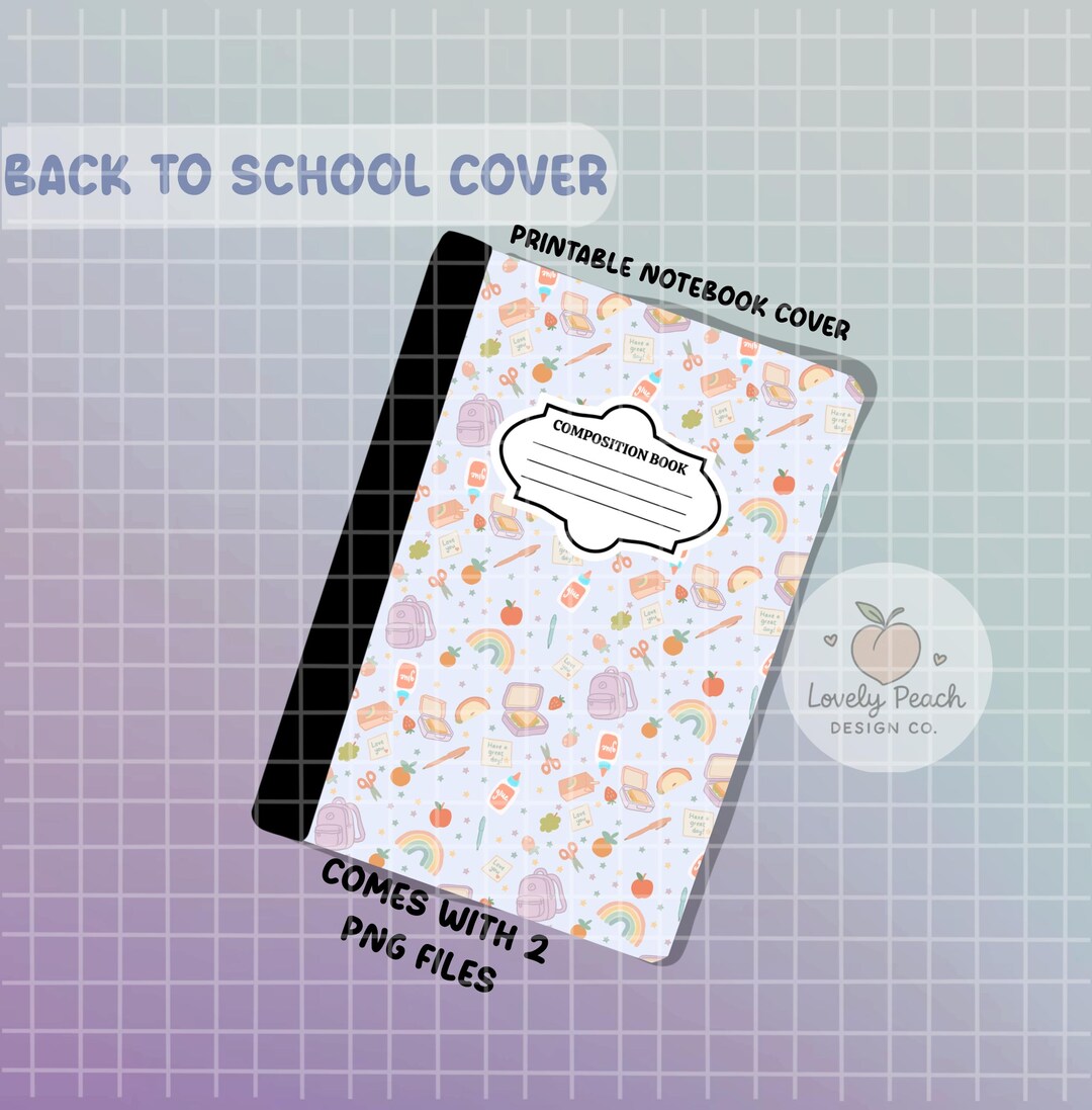 Printable Composition Notebook Cover: Hand-drawn School Supplies (PNG ...