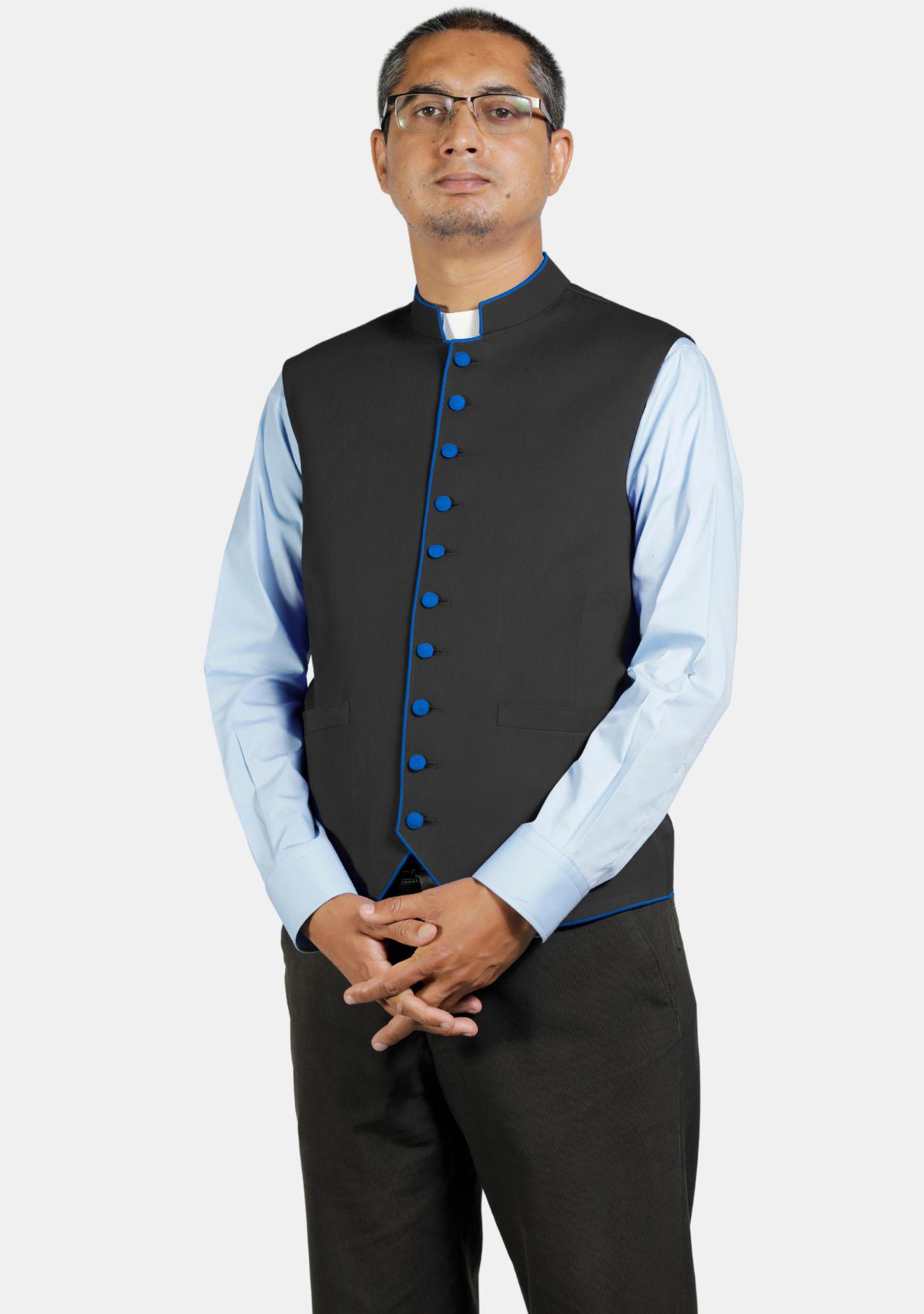 Black Clergy Vest With Contrast Trim: Pastor Preaching Vestment - Etsy