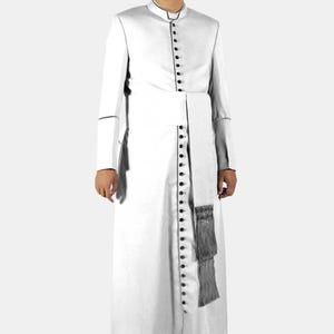 White Clergy Cassock With Black Piping: Tropical Suiting Fabric - Etsy