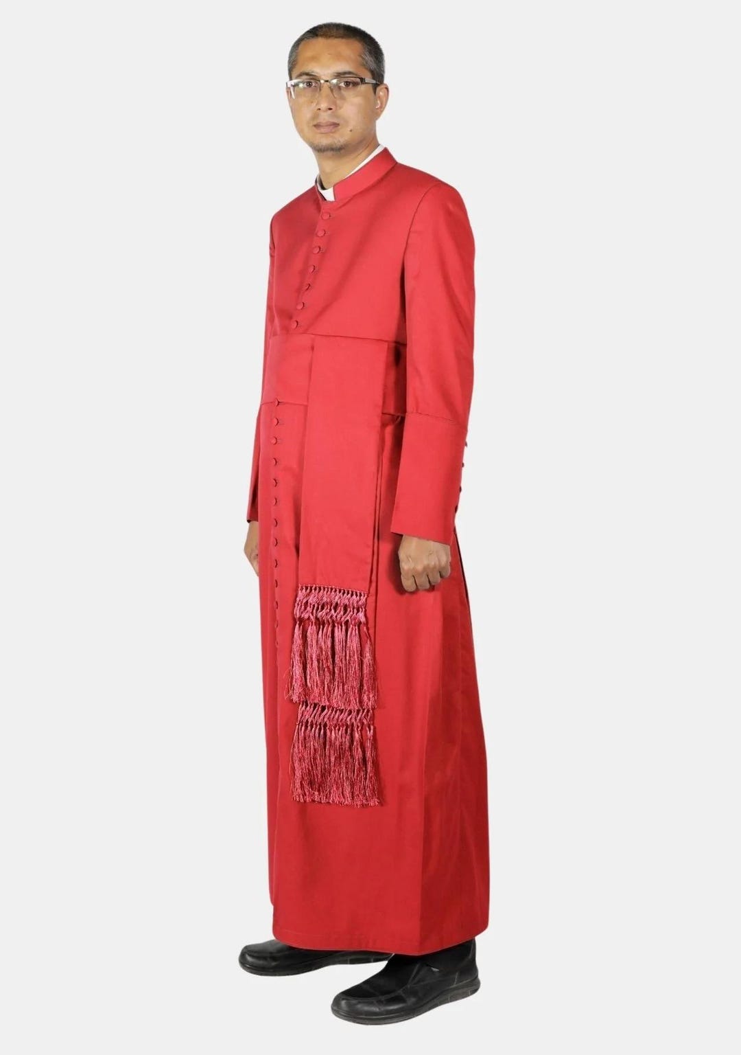 Red Clergy Cassock for Men: 33-button Robe With Satin Lining - Etsy