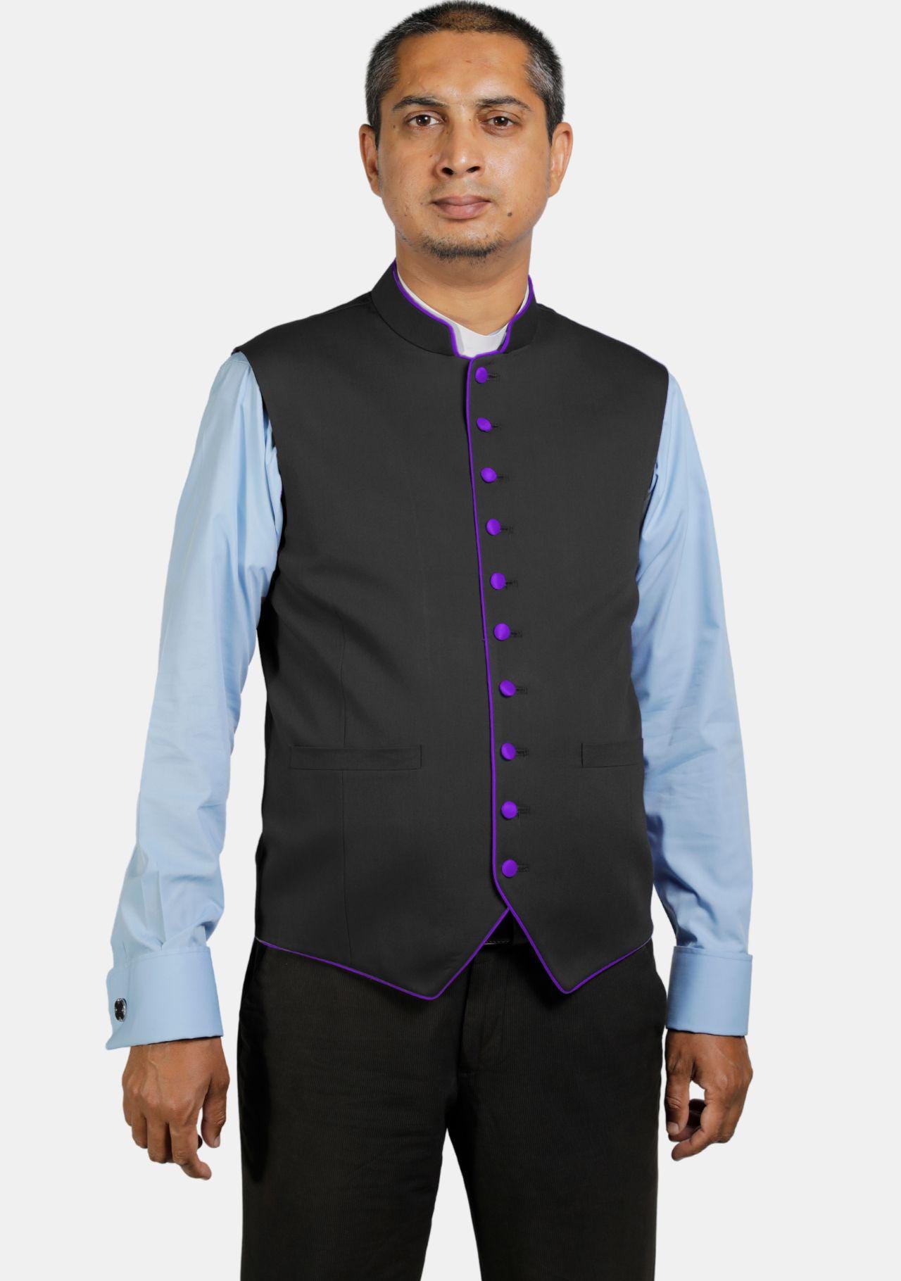 Black Clergy Vest With Contrast Trim: Pastor Preaching Vestment - Etsy