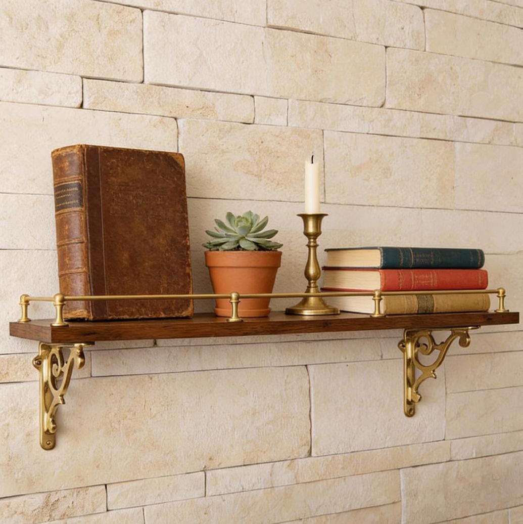 Unlacquered Solid Brass Gallery Rail | Vintage Fiddle Shelf Rail for ...