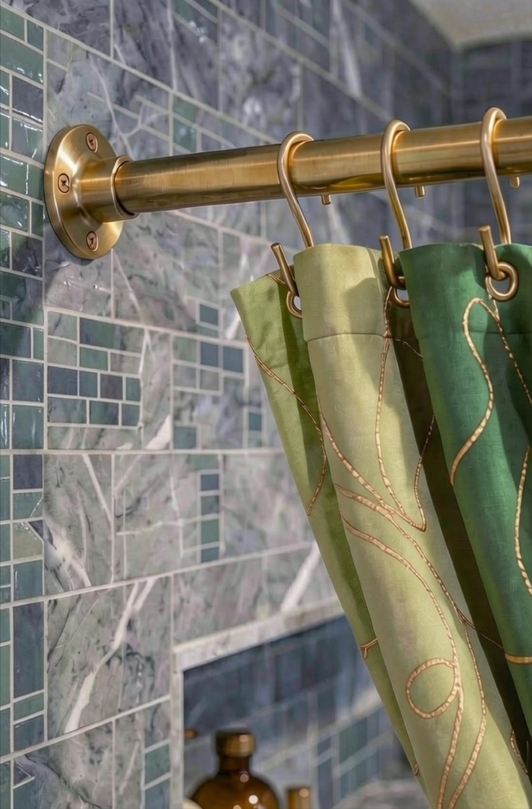 Unlacquered Brass Shower Rod – Handmade Straight Bathroom Curtain Rod ...