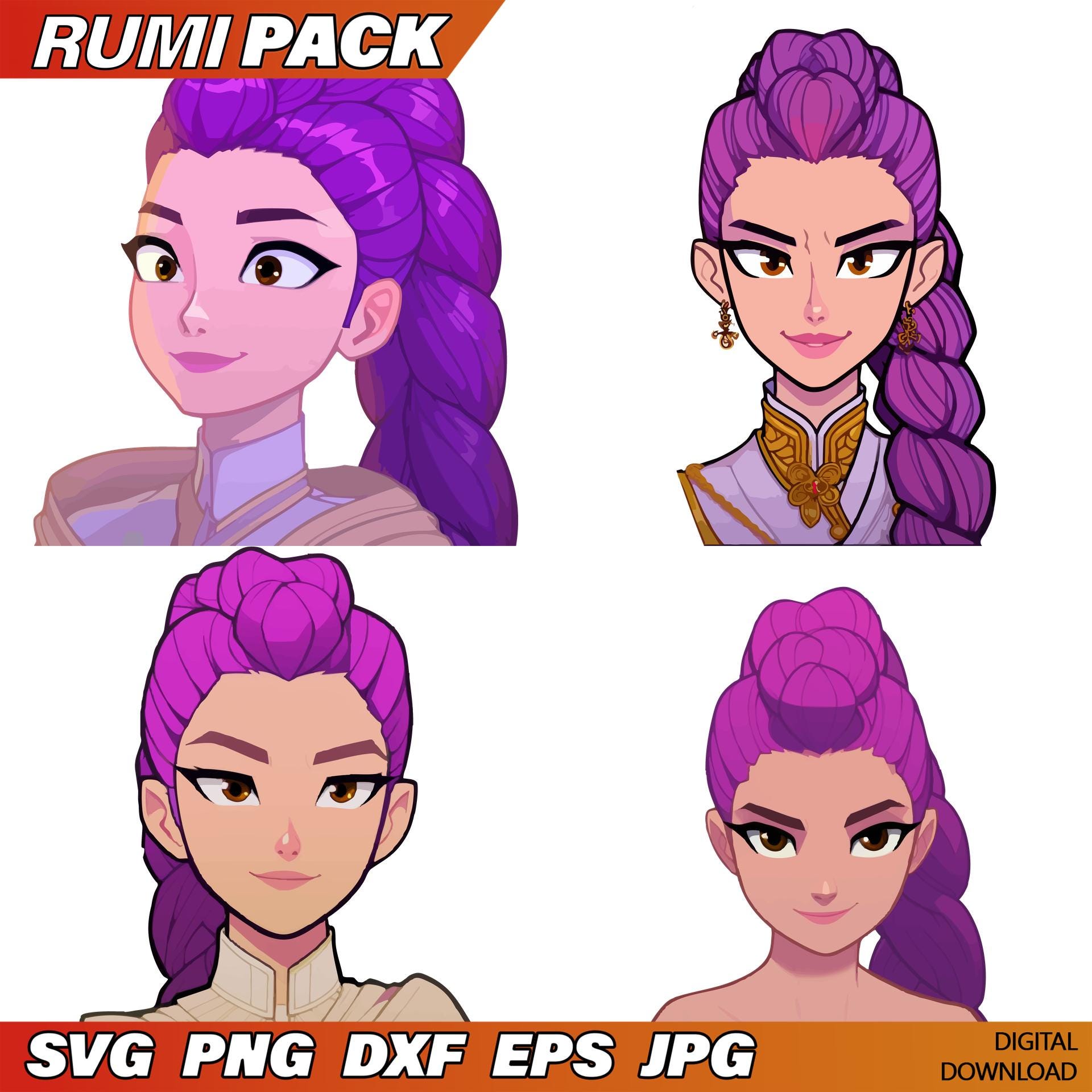 Rumi Demon Hunter SVG PNG JPG Bundle – Rumi K‑pop Demon Hunters Vector ...
