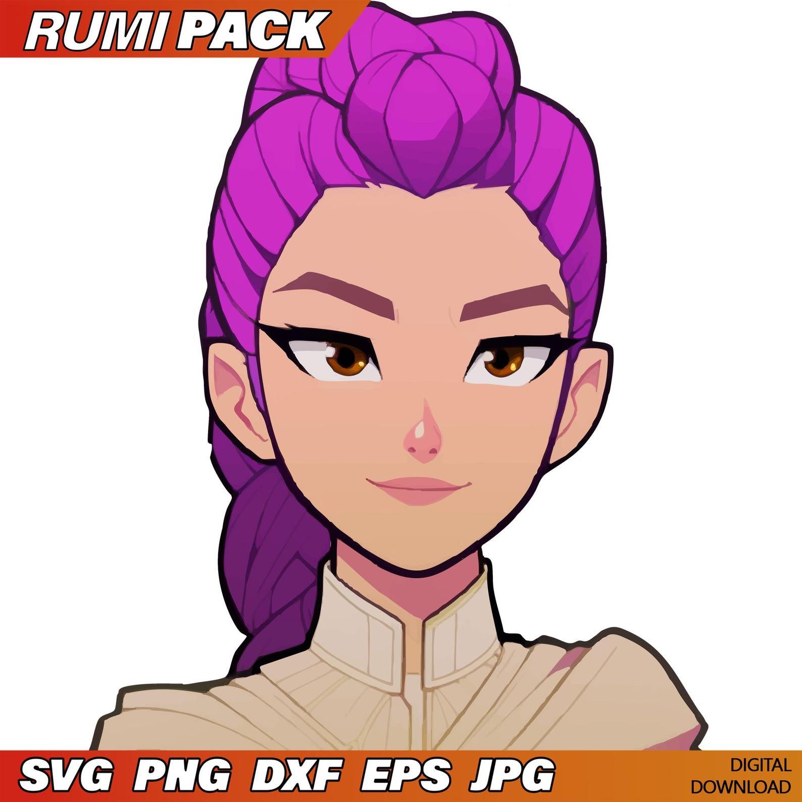 Rumi K-pop Demon Hunter Clipart (svg, Png, Jpg, Pdf, Dxf) - Etsy