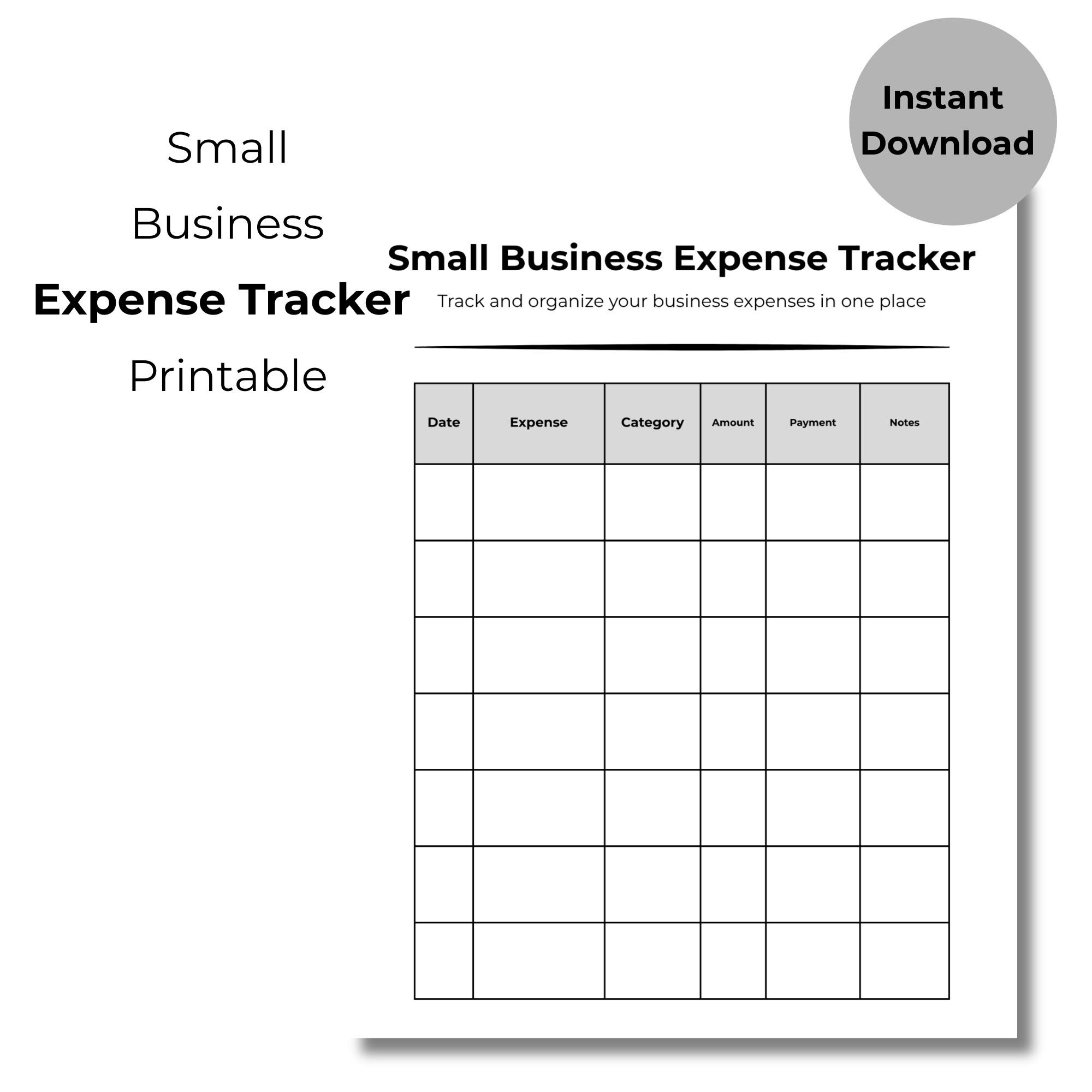 Small Business Expense Tracker Printable | Expense Log Sheet | Business ...