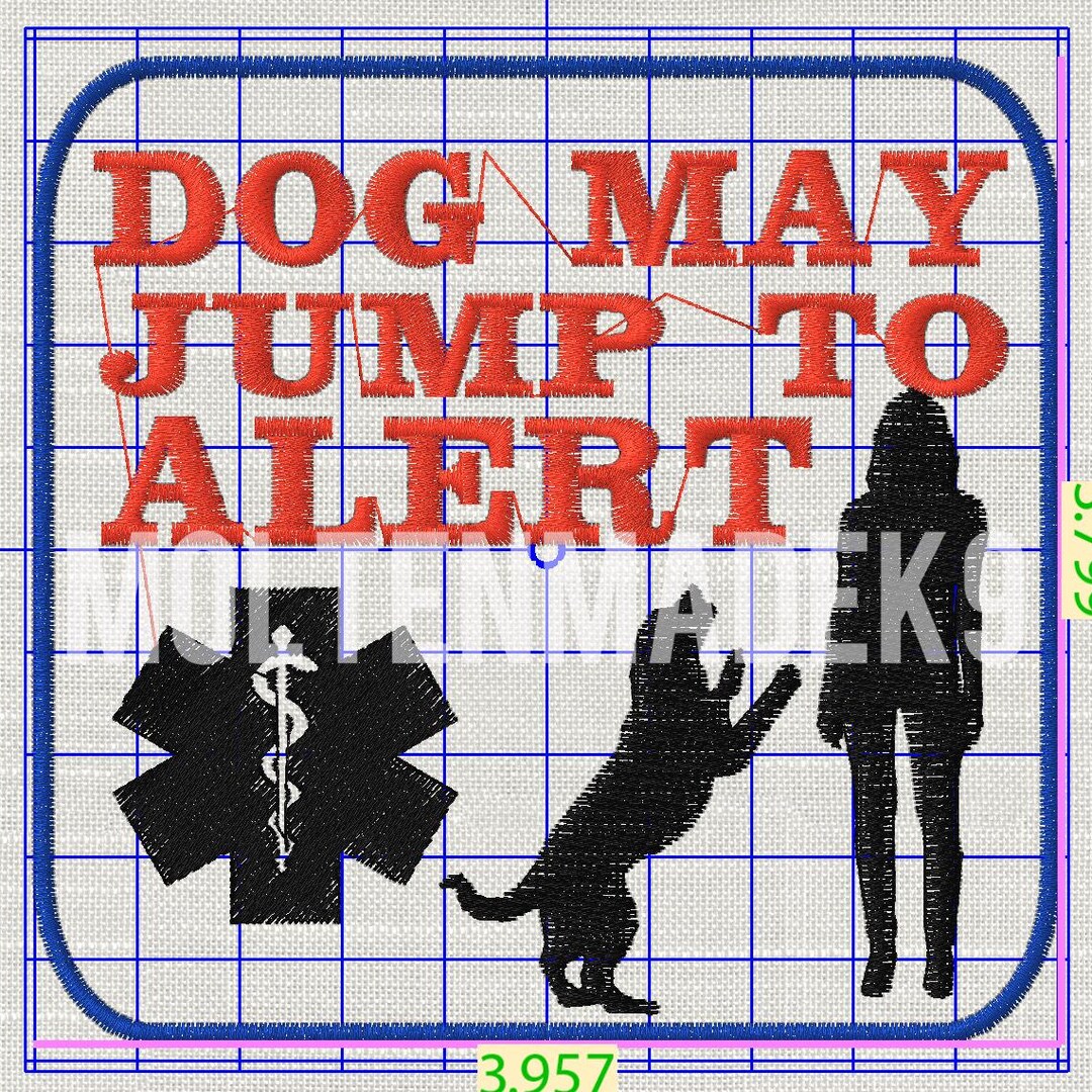 Dog May Jump to Alert W/ Symbol - Embroidery Design File - Etsy