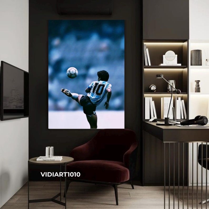 Diego Maradona Retro Canvas Painting: Argentina Team, Number Ten ...