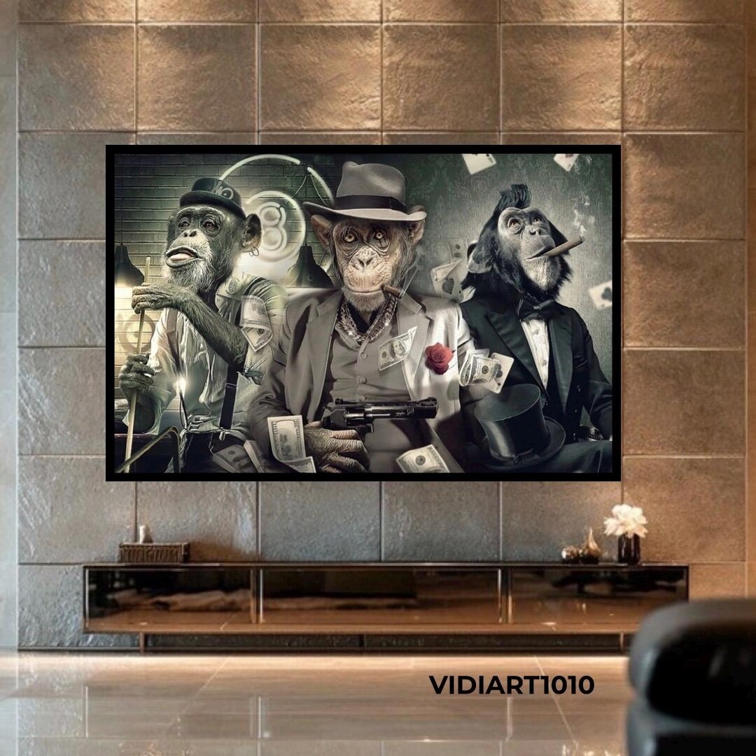 Gangster Monkeys Canvas Art: Pop Art Home Office Decor - Etsy UK