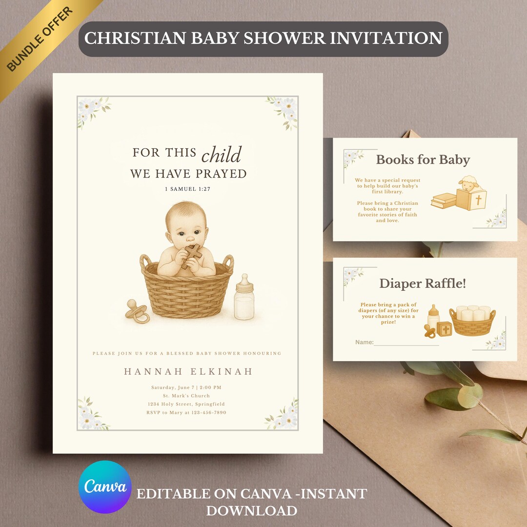 Christian Baby Shower Invitation | for This Child We Have Prayed| 1 ...