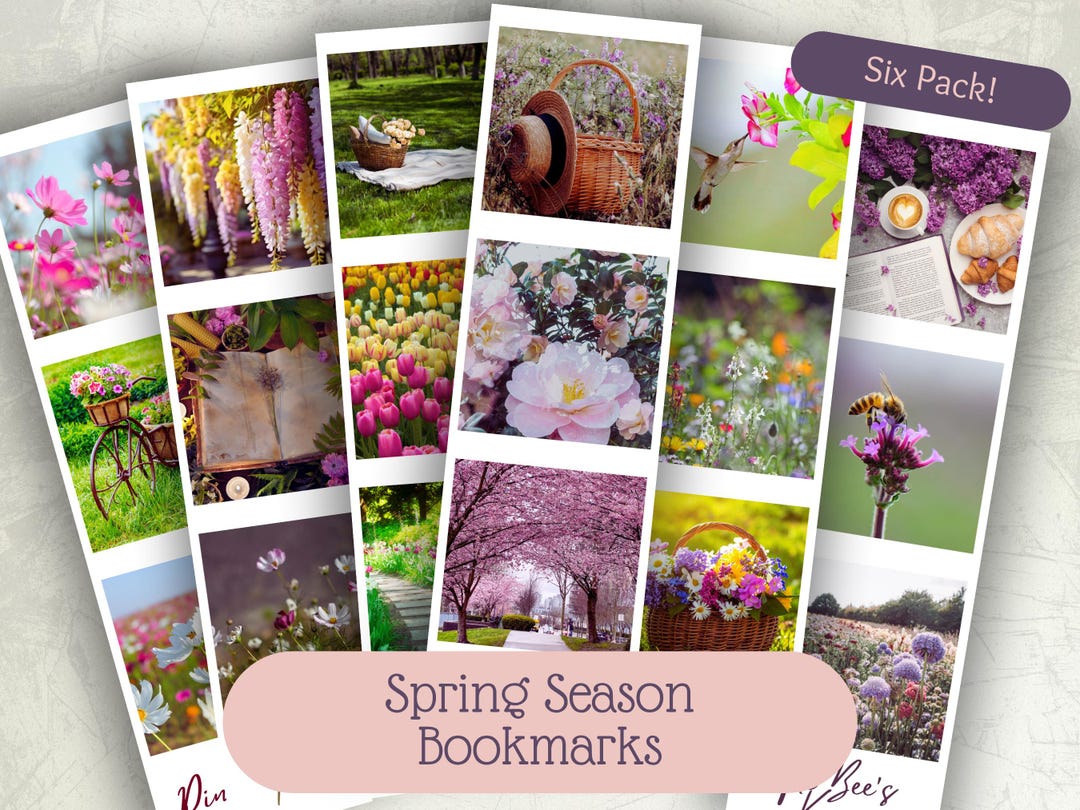 Spring Season Printable Bookmark: Set of 6, Photo Collage Spring ...