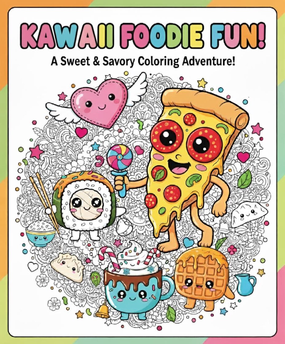 Kawaii Food Coloring Pages: 25 Printable Mandala-style Sheets, Instant ...