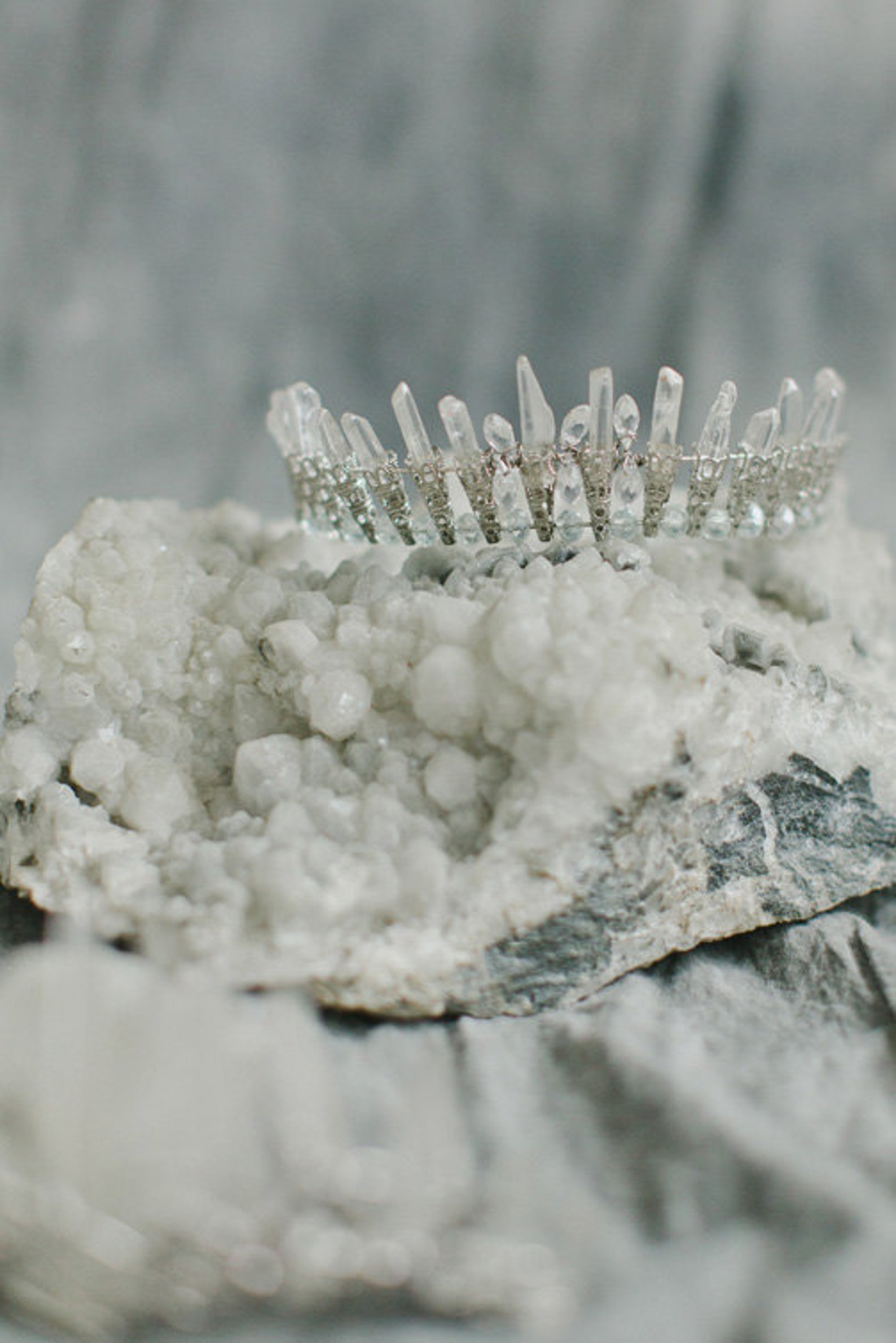 Aria- Quartz Crystal Crown, Spiky Crown, Unusual Tiara, Queen's ...