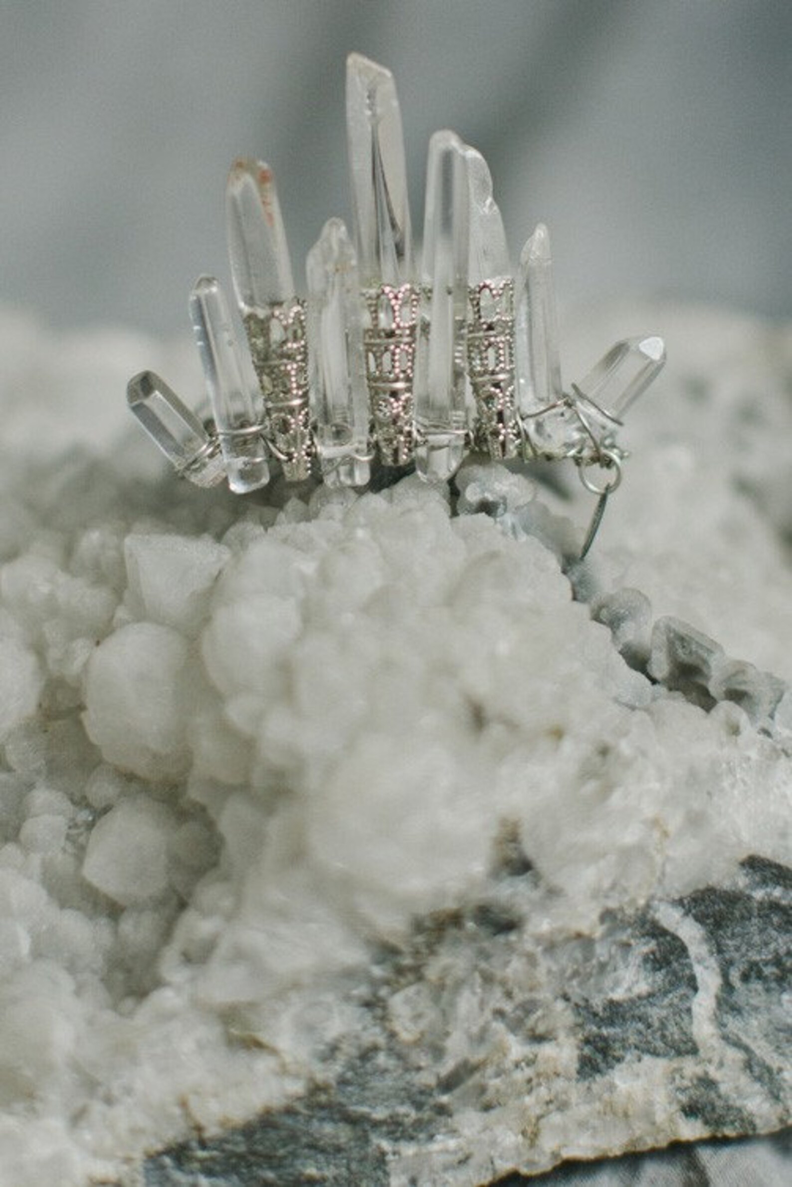 Andrea-unusual Quartz Crystal Crown Golden Bridal Comb - Etsy