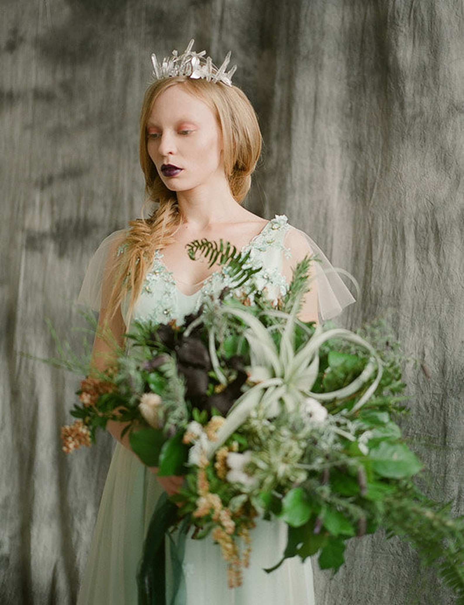 Merida quartz crystal crown spiky crown unusual tiara | Etsy