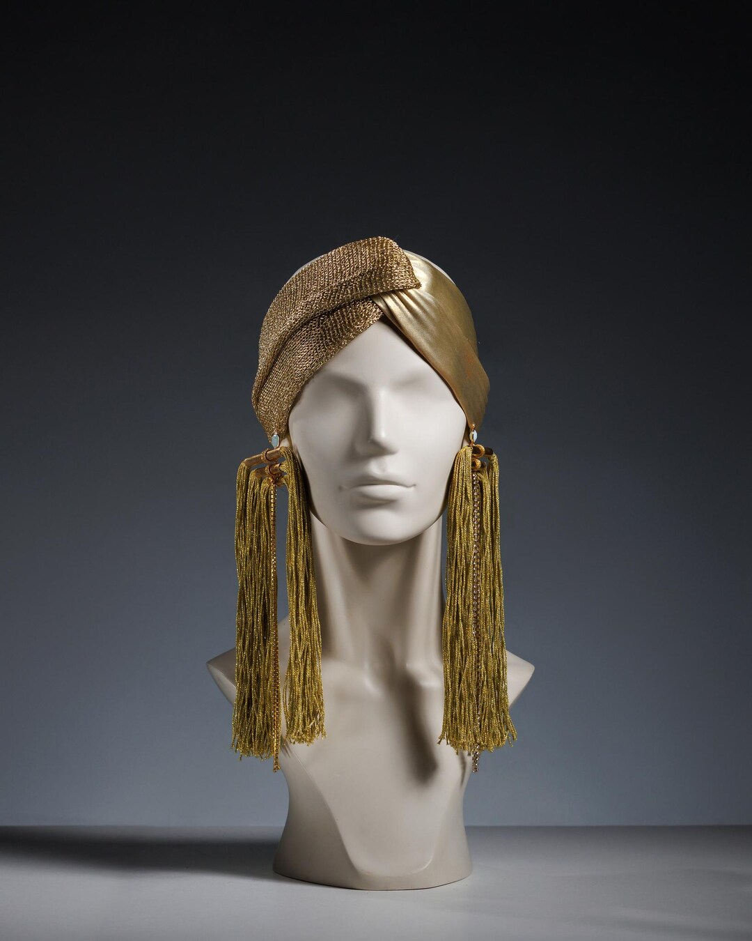 Gold Turban-style Headband With Tassel Earrings in Eastern Moroccan ...