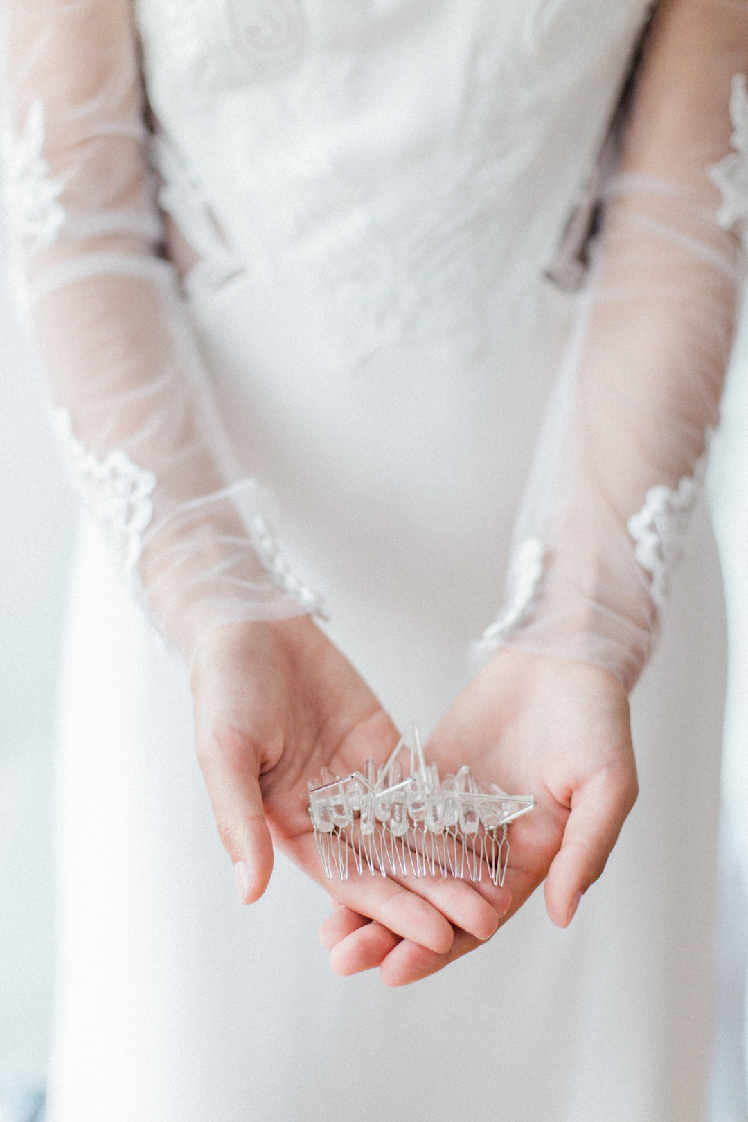 Cymo Quartz Crown, Crystal Comb for a Whimsical Bride, Unusual Clear ...