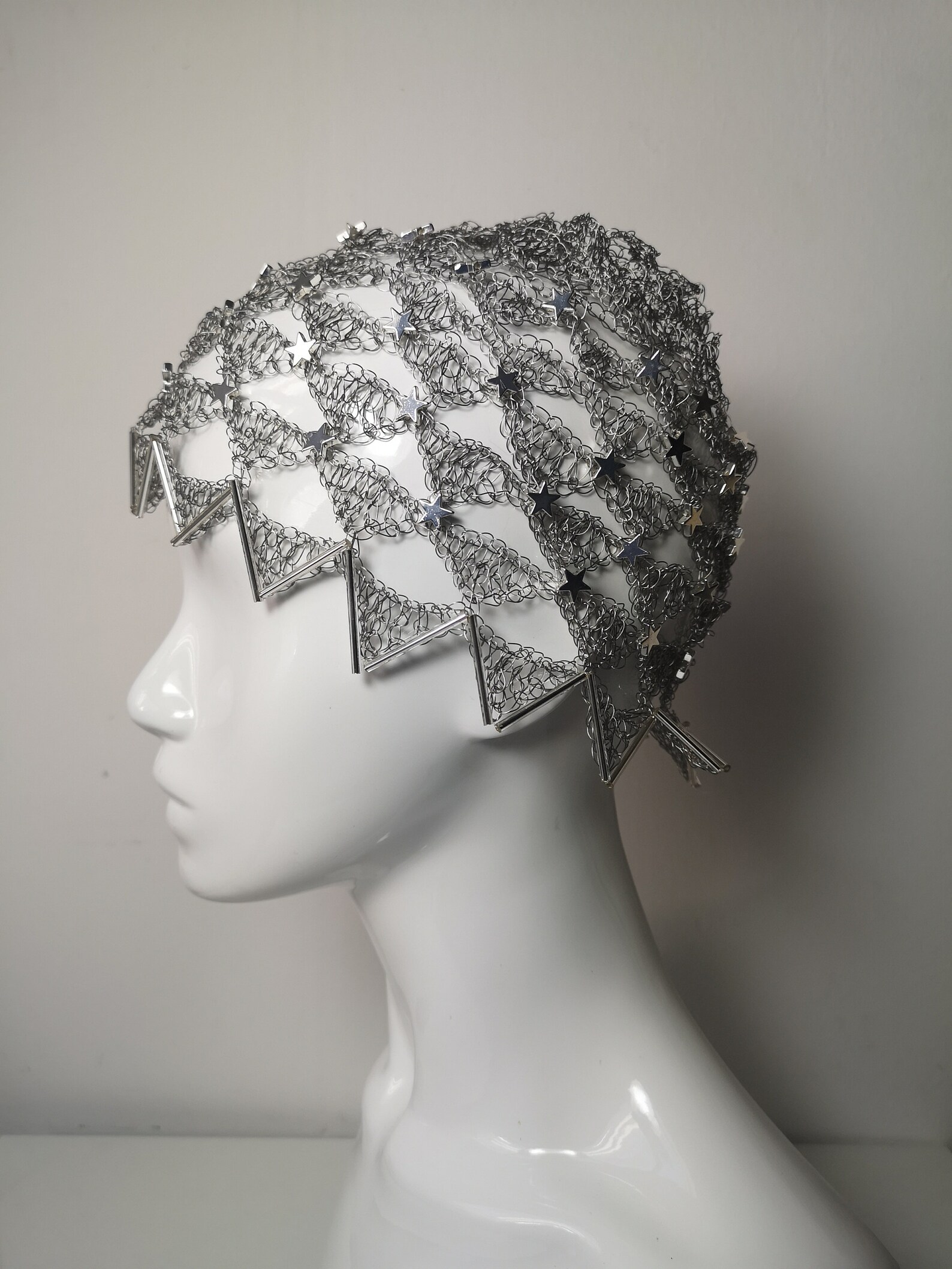 Flapper Style Cloche Hat, Crochet Celestial Tulle Cap, Great Gatsby ...