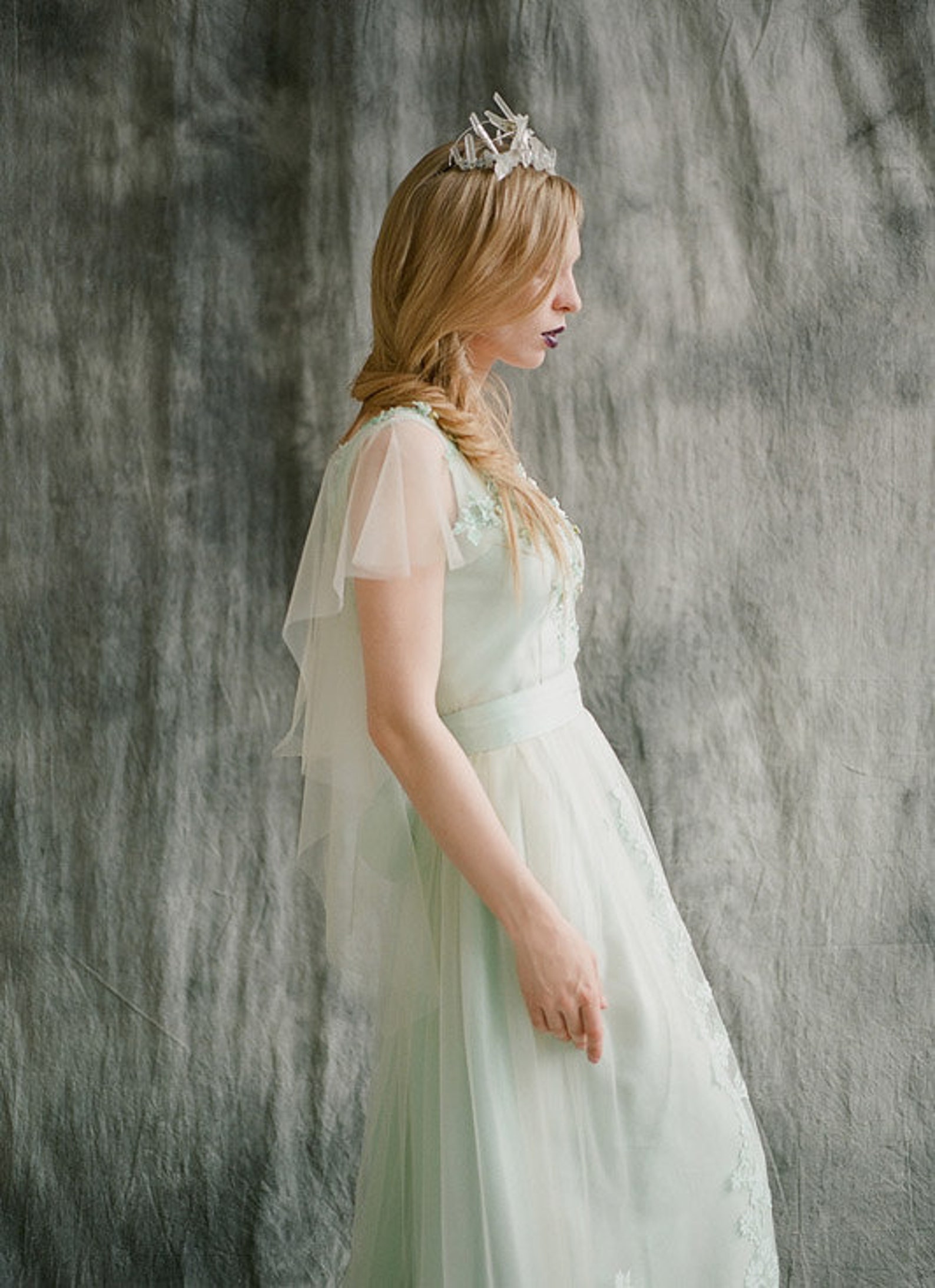 Merida quartz crystal crown spiky crown unusual tiara | Etsy