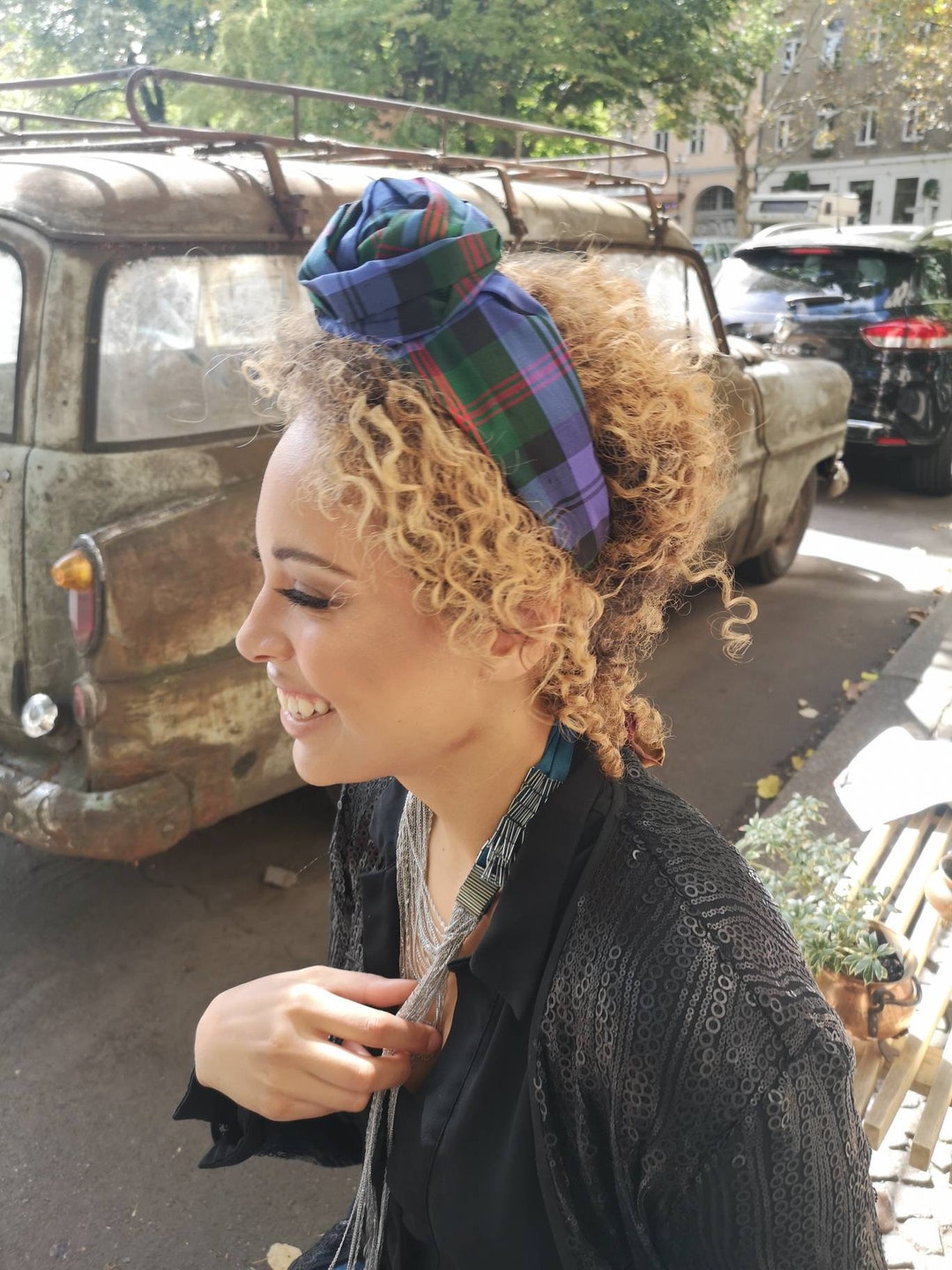 Traditional Checkered Tartan Turban, Stylish Everyday Headband, Modern ...