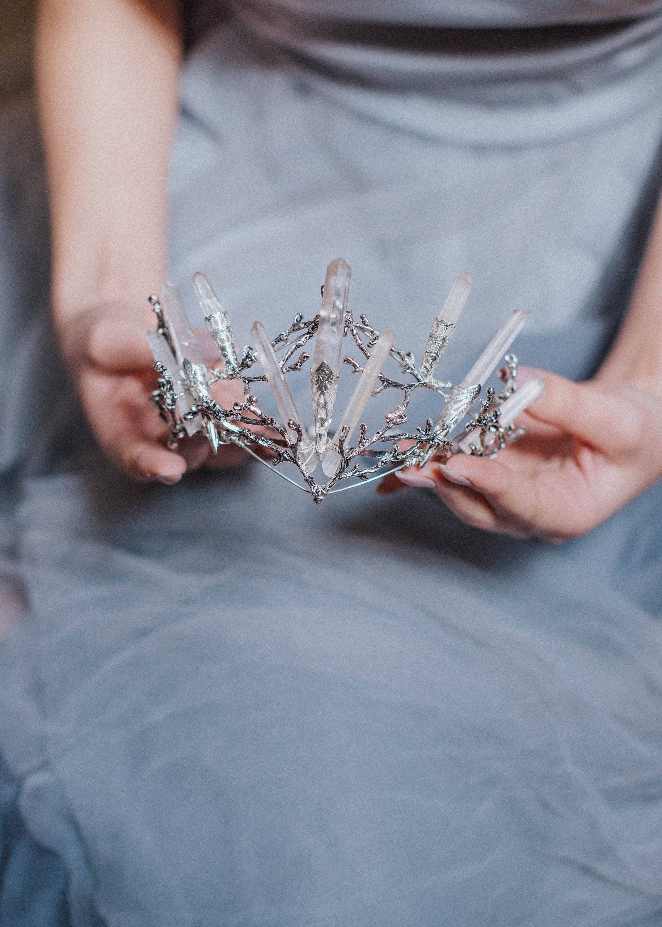 BRIENNE Quartz Crown, Crystal Crown for a Whimsical Bride, Unusual ...