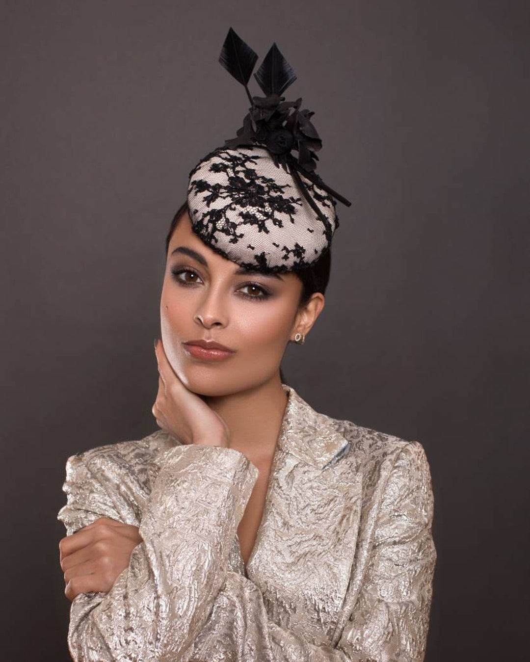 Classy Luxury Lace Pill Box Hat, Occasional Headwear, Vintage Inspired ...