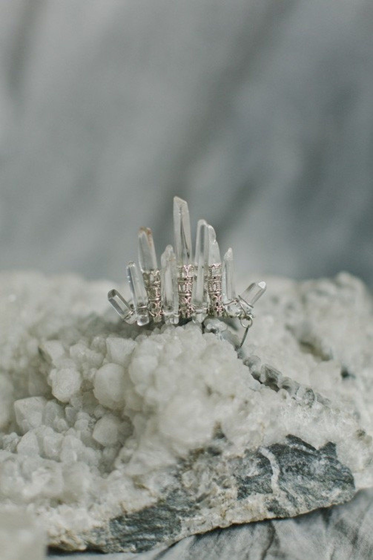 Andrea-unusual Quartz Crystal Crown Golden Bridal Comb - Etsy