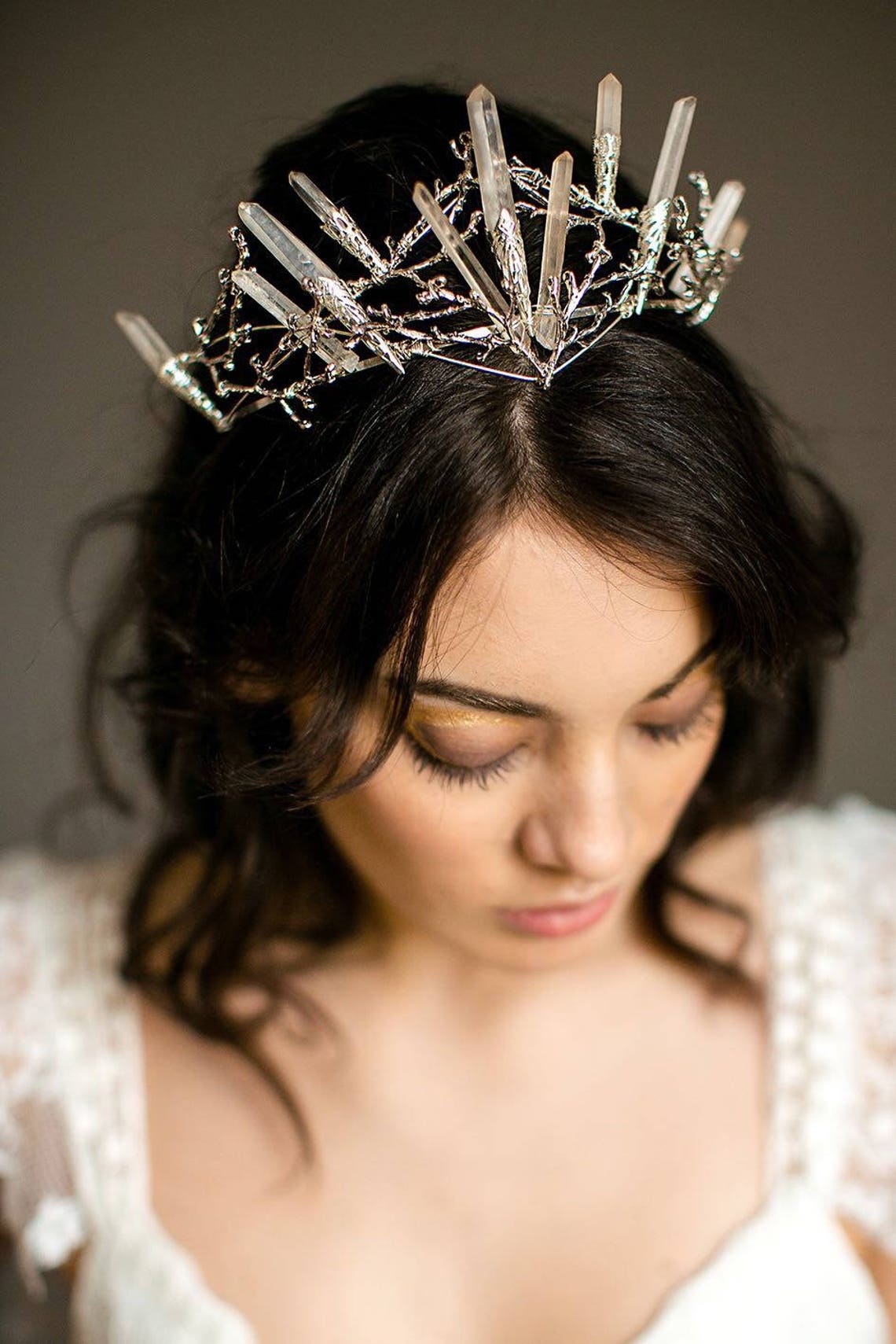BRIENNE Quartz Crown, Crystal Crown for a Whimsical Bride, Unusual ...