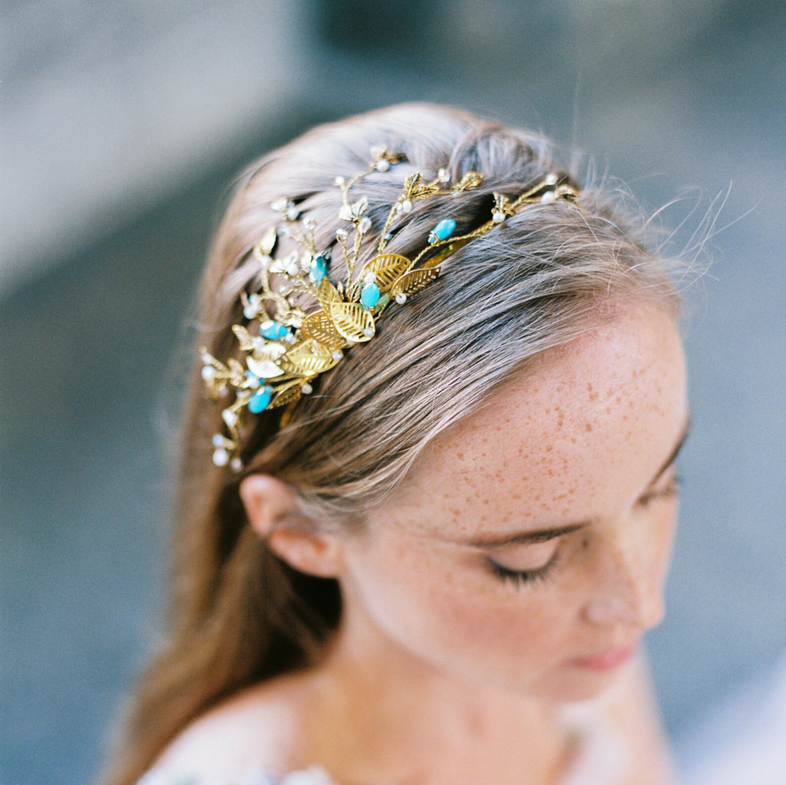 Golden Headpiece for a Rustic Bride Headband in Gold With - Etsy