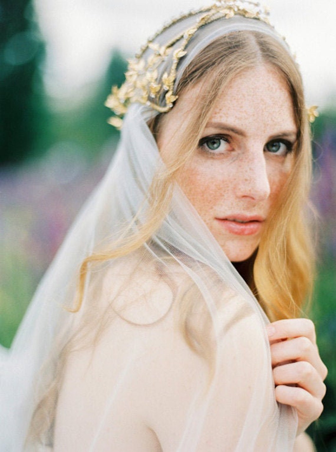 Golden Bridal Cap, Wedding Headpiece, Bridal Crown in Italian Style ...