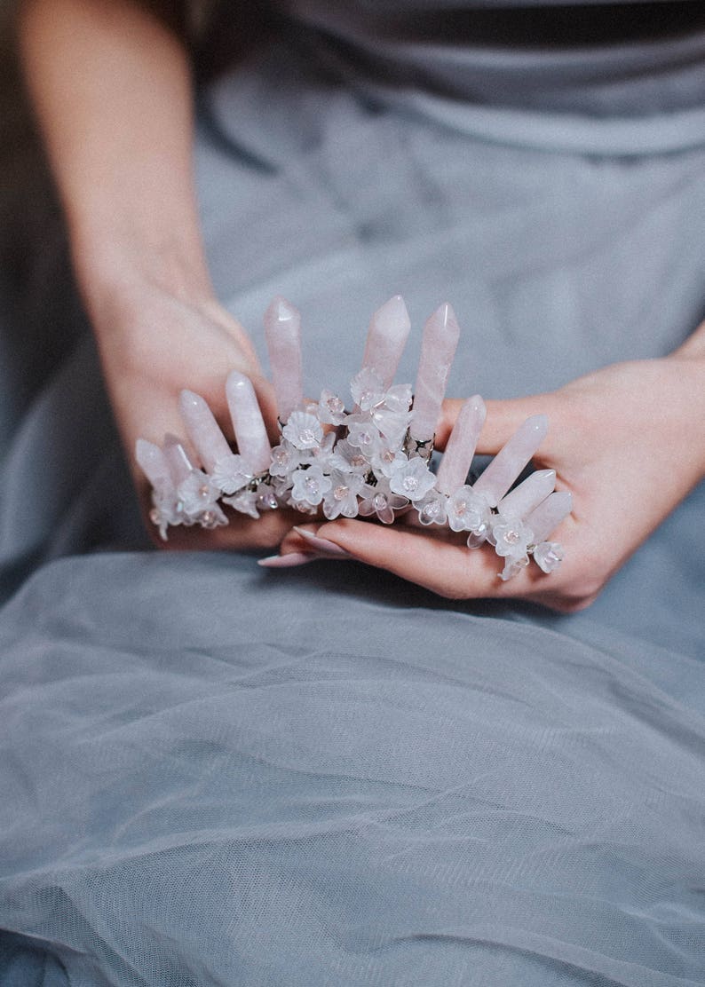 CLEO Quartz Crown, Crystal Crown for a Whimsical Bride, Unusual Tiara ...