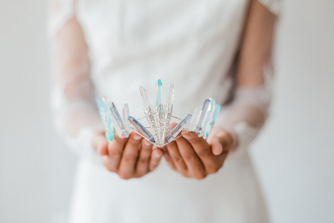 Deiopea Quartz Crown Crystal Crown for a Whimsical Bride - Etsy