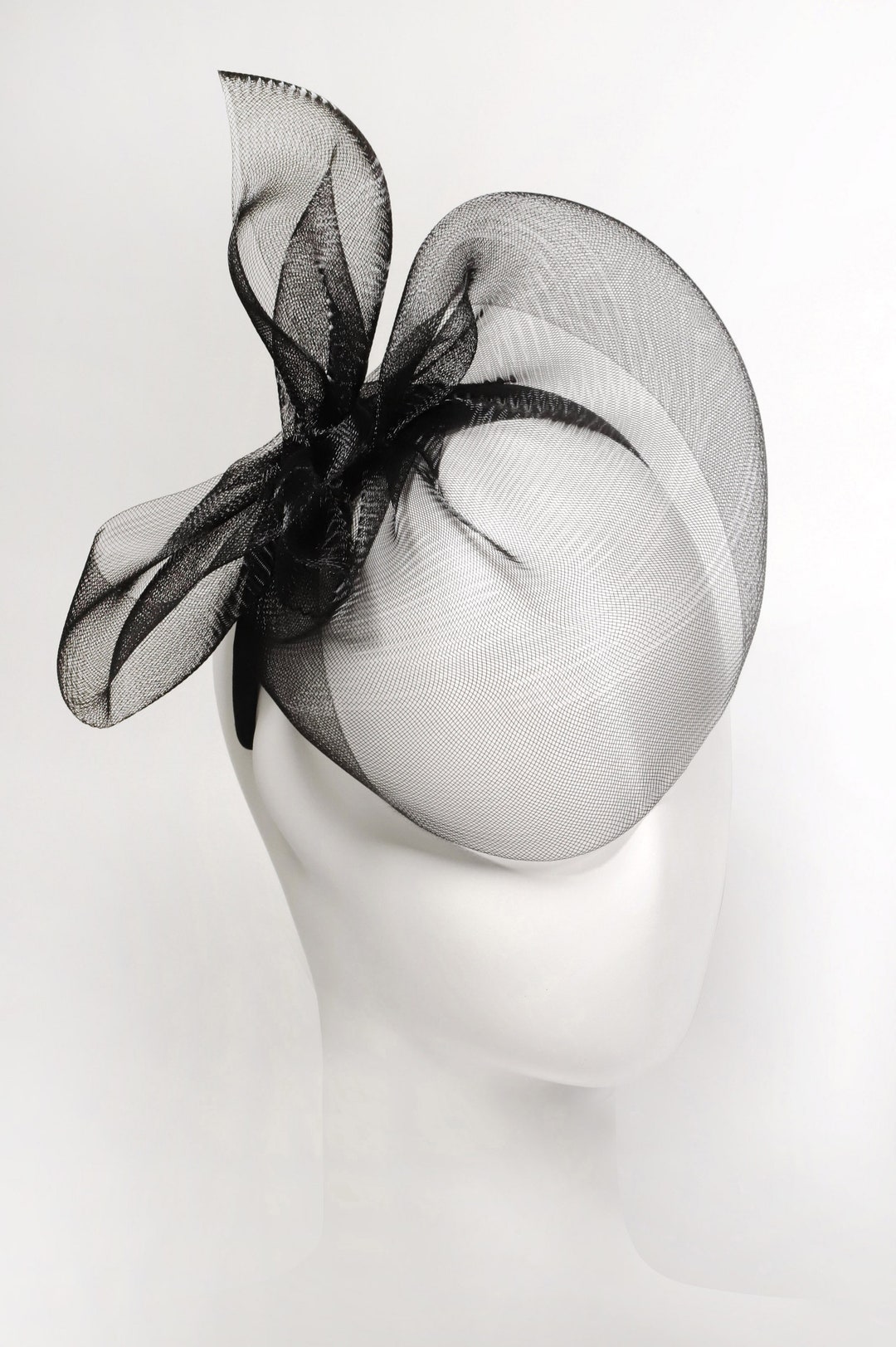 Stylish Modern Birdcage Fascinator, Black Crin Headpiece for a Special ...