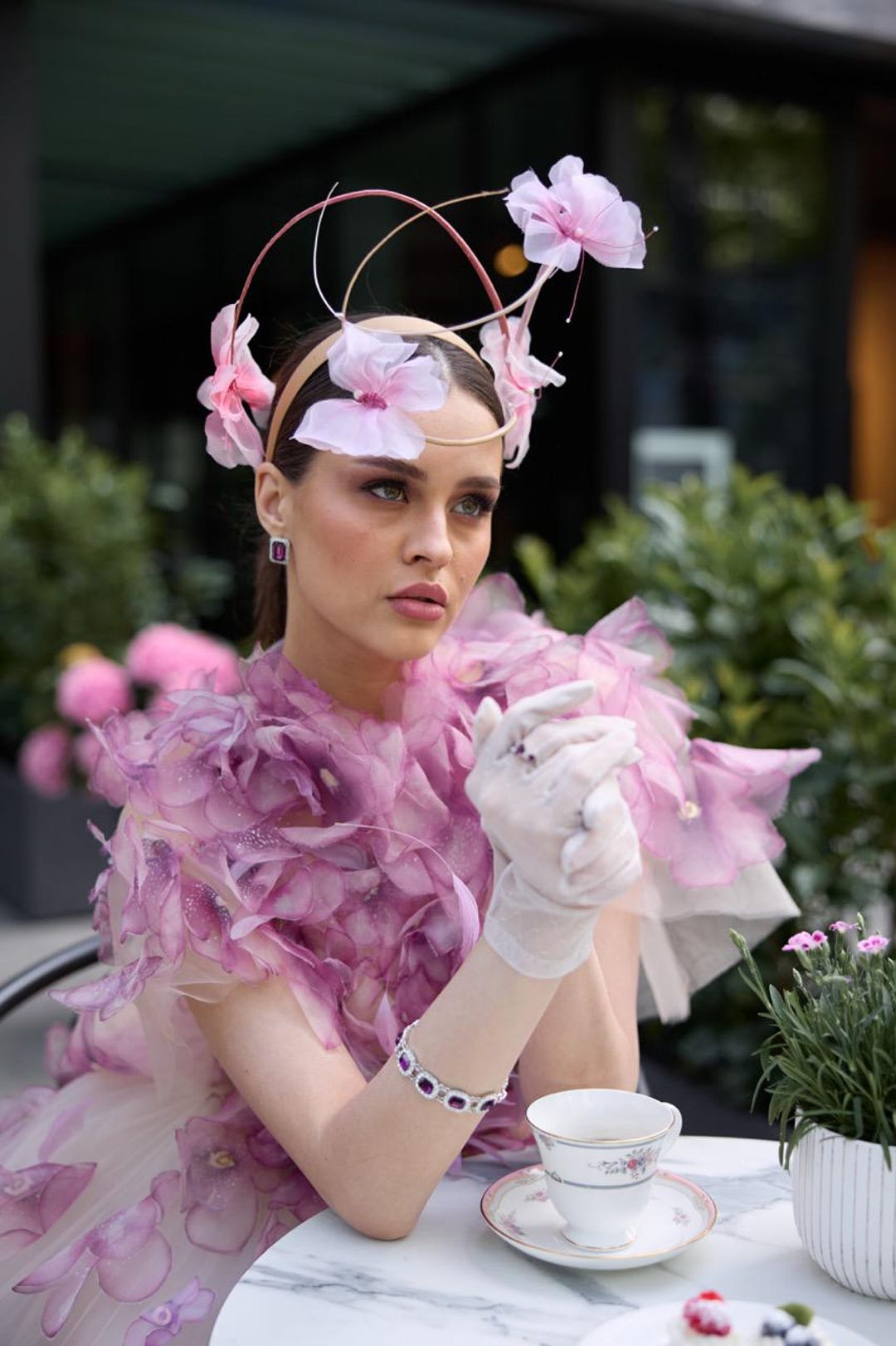 Pink Floral Wire Halo Fascinator With Handmade Butterflies – Ascot or ...