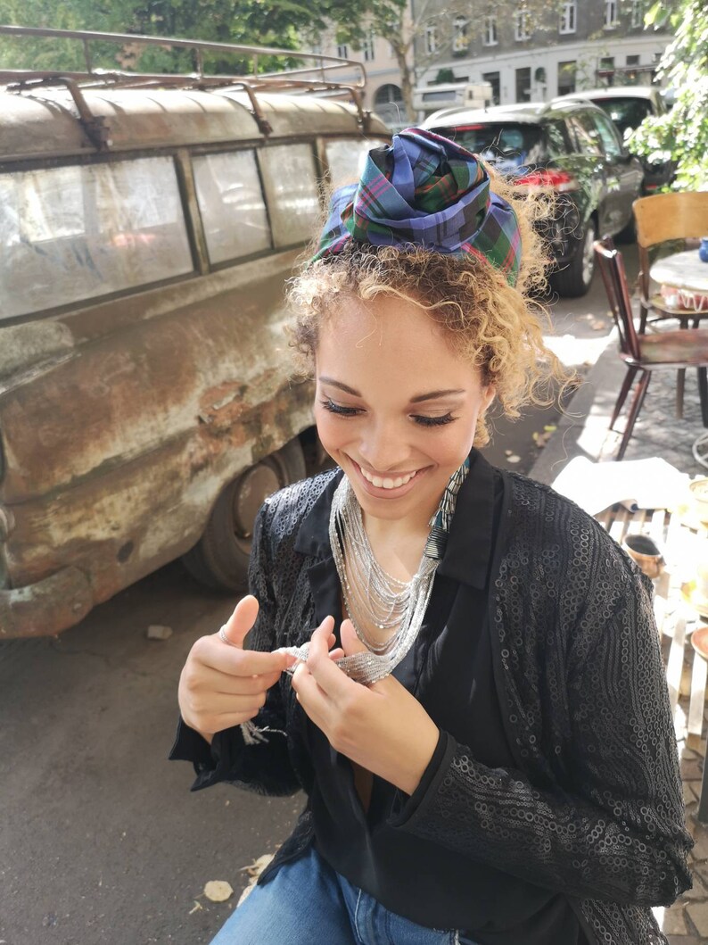 Traditional checkered tartan turban stylish everyday | Etsy